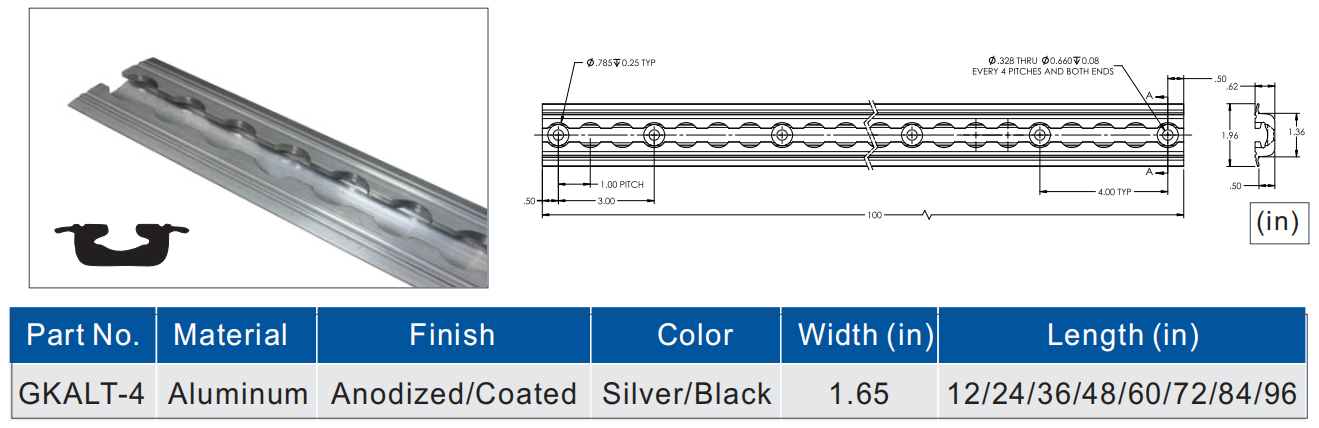 Aluminum Tie Down Airline Rail Cargo Control Airline L Track
